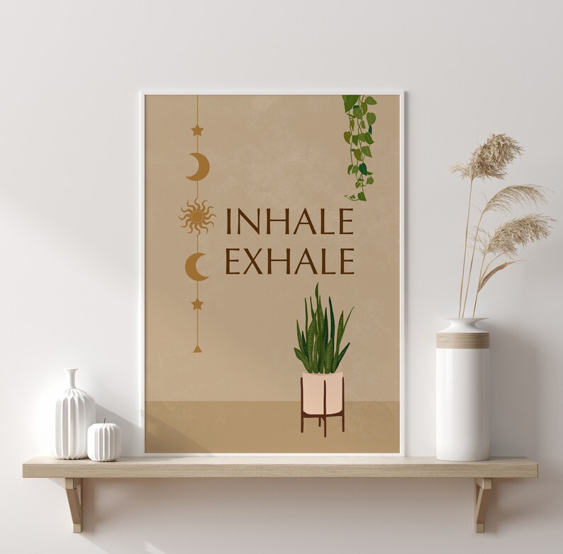 Inhale Exhale Print Yoga Print Bedroom Wall Art Boho Quote | Etsy
