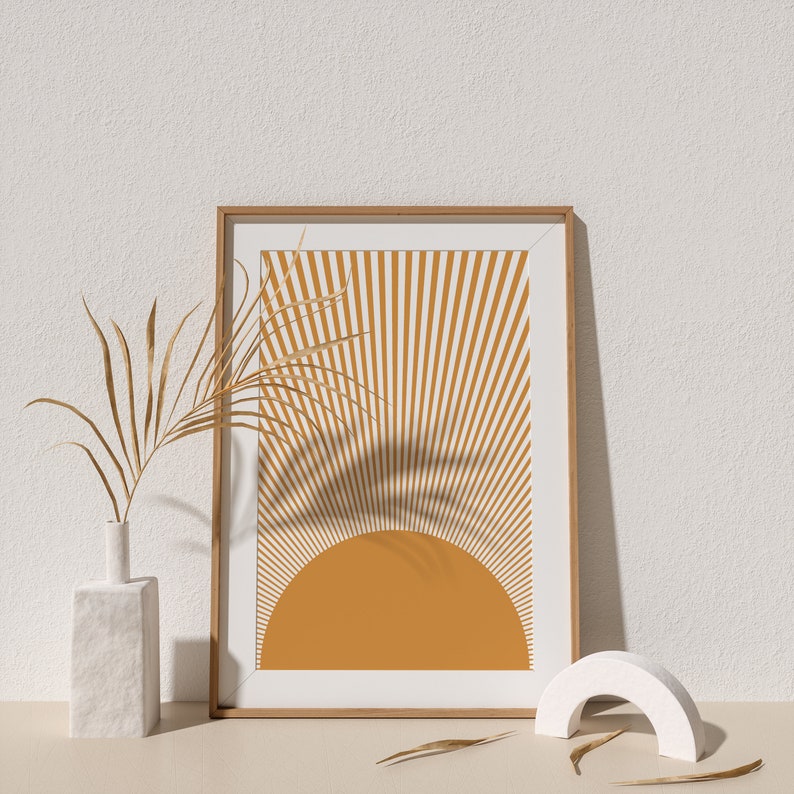 Sun Wall Art Print Abstract Art Modern Mid Century Art - Etsy