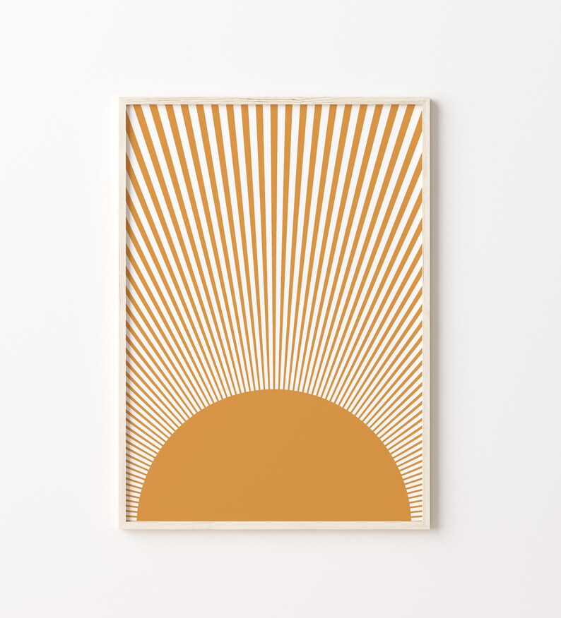 Sun Wall Art Print Abstract Art Modern Mid Century Art | Etsy