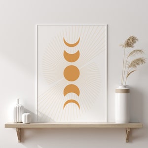 Moon Phases Art Lunar Phases Art Modern Mid Century Art - Etsy