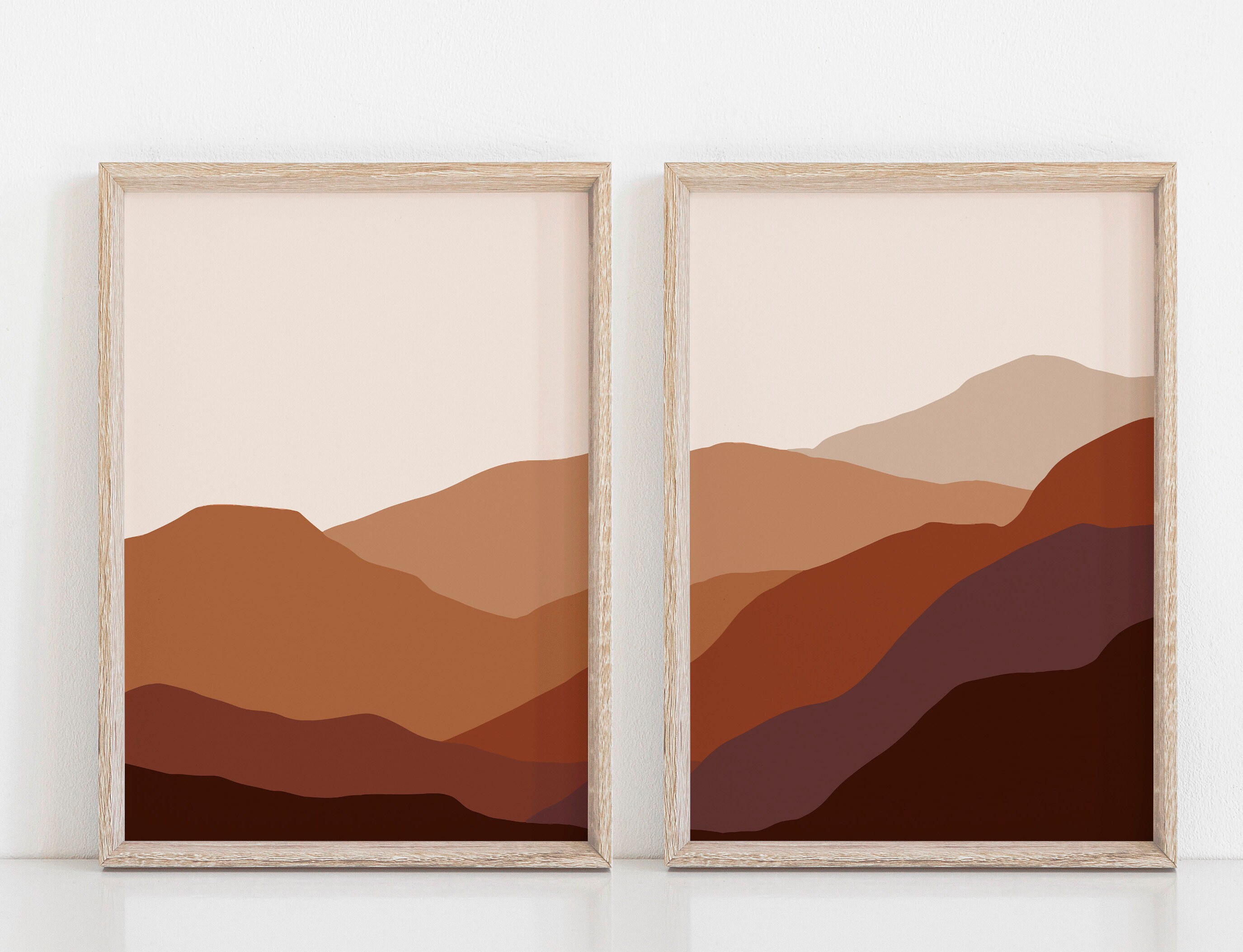 Terracotta Landscape Set of 2 Abstract Wall Art Nordic Art | Etsy