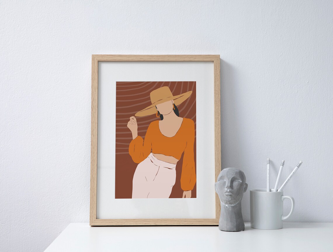 Modern Abstract Woman Boho Female Art Printable Fashion - Etsy