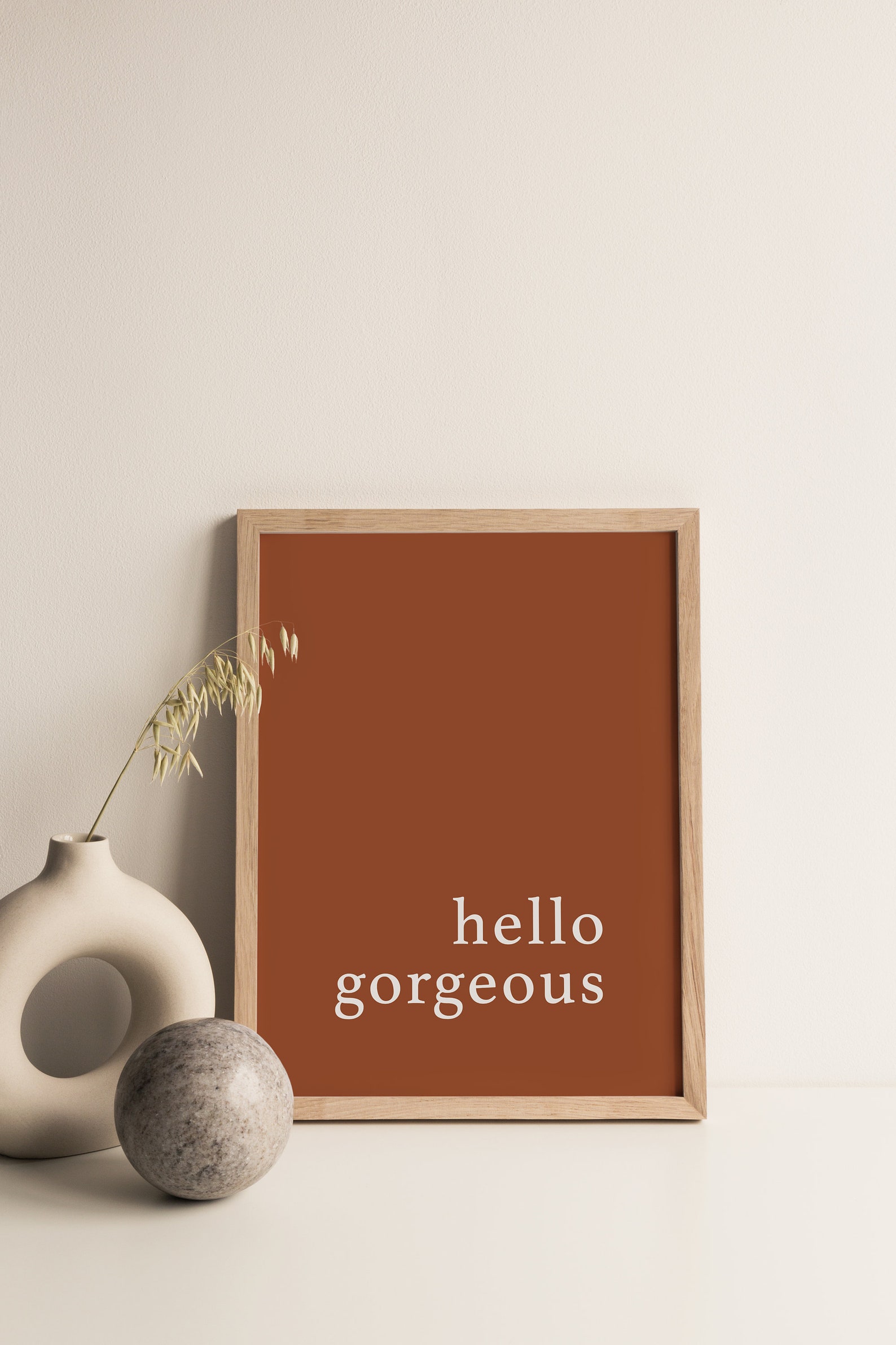 Hello Gorgeous Print Wall Art Print Terracotta Red Girly | Etsy