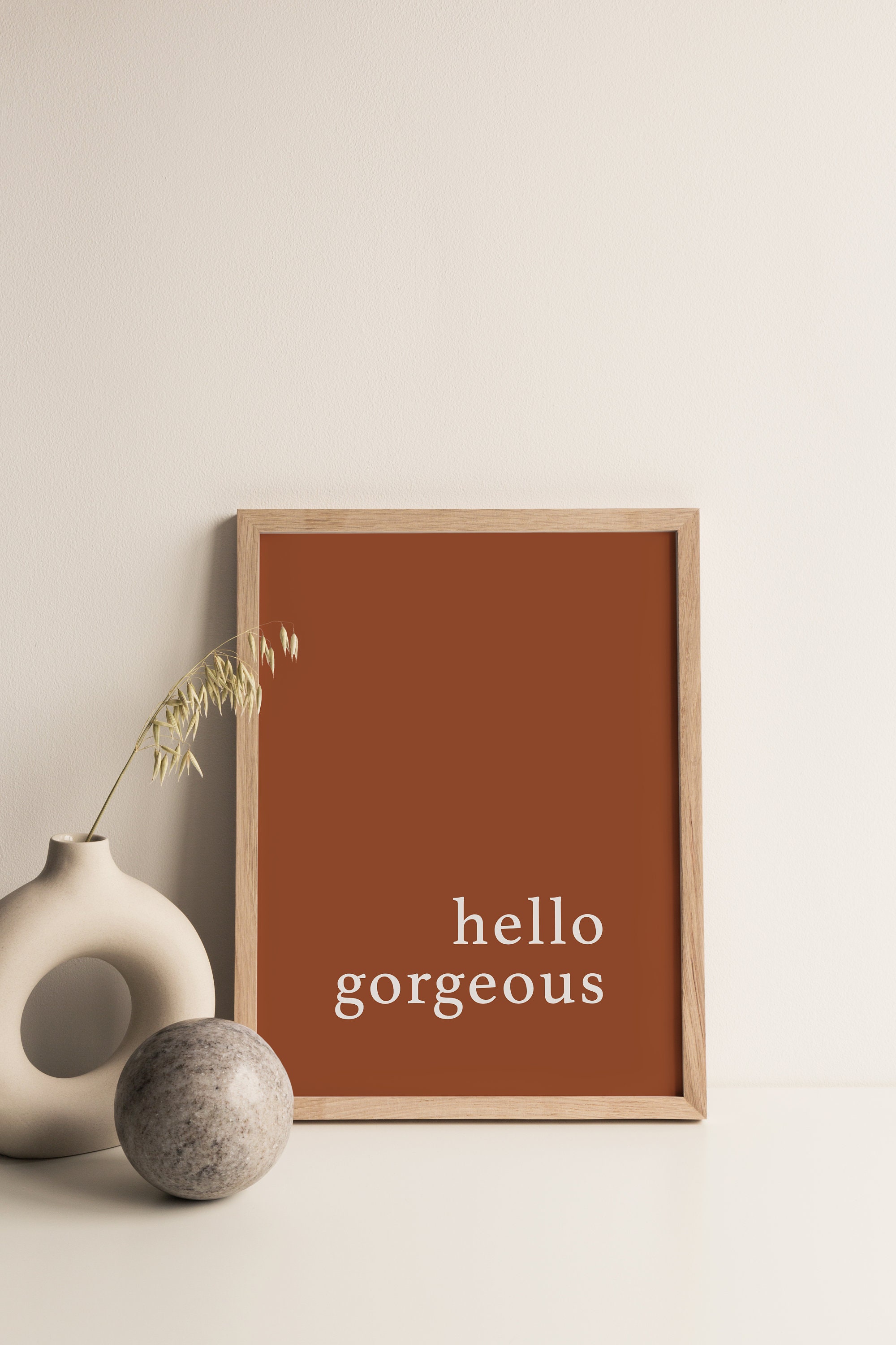Hello Gorgeous Print Wall Art Print Terracotta Red Girly | Etsy