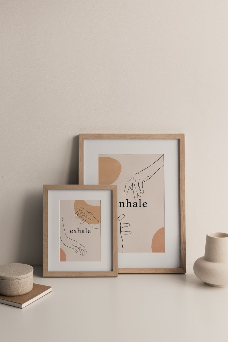 Inhale Exhale Print Set of 2 Inhale Exhale Poster Boho Wall - Etsy