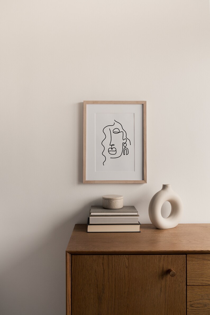 Abstract Line Art Modern Minimal Wall Print One Line Face | Etsy