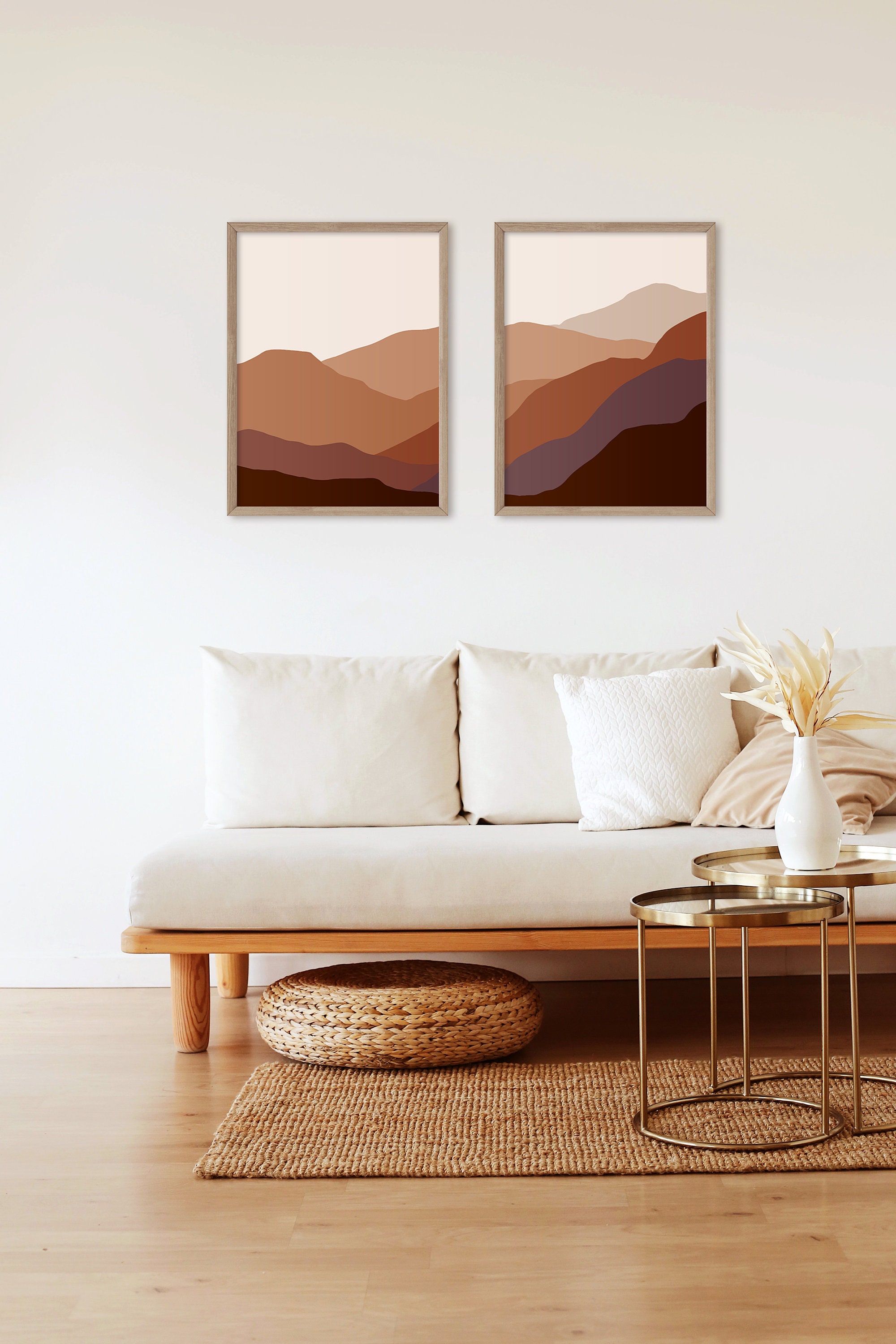 Terracotta Landscape Set of 2 Abstract Wall Art Nordic Art | Etsy