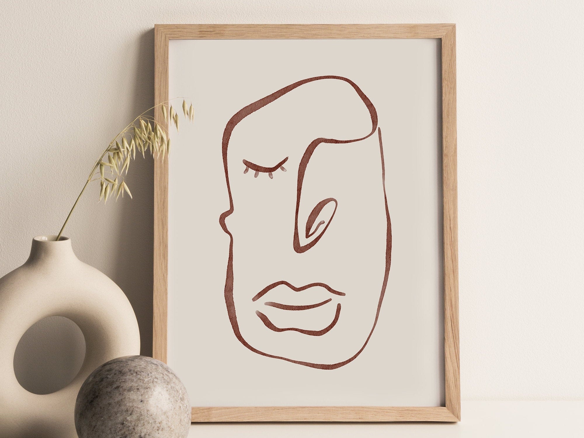 Abstract Face Line Art Boho Abstract Wall Print Minimalist - Etsy