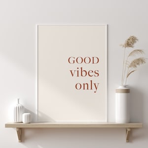 Good Vibes Only Print Neutral Tone Wall Art Bedroom Poster | Etsy
