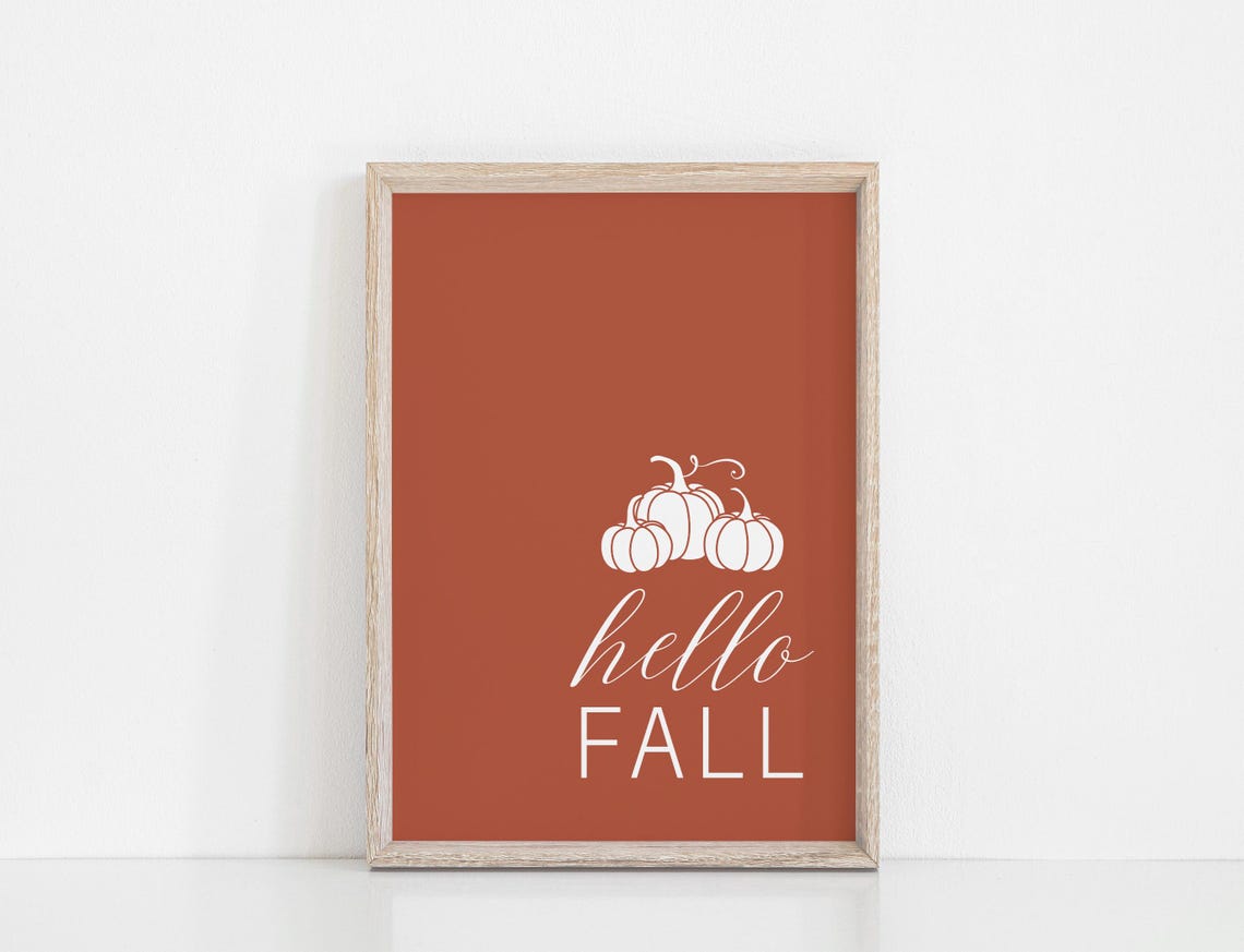 Hello Fall Printable Wall Art, Autumn Quote Print, Farmhouse Fall Sign ...