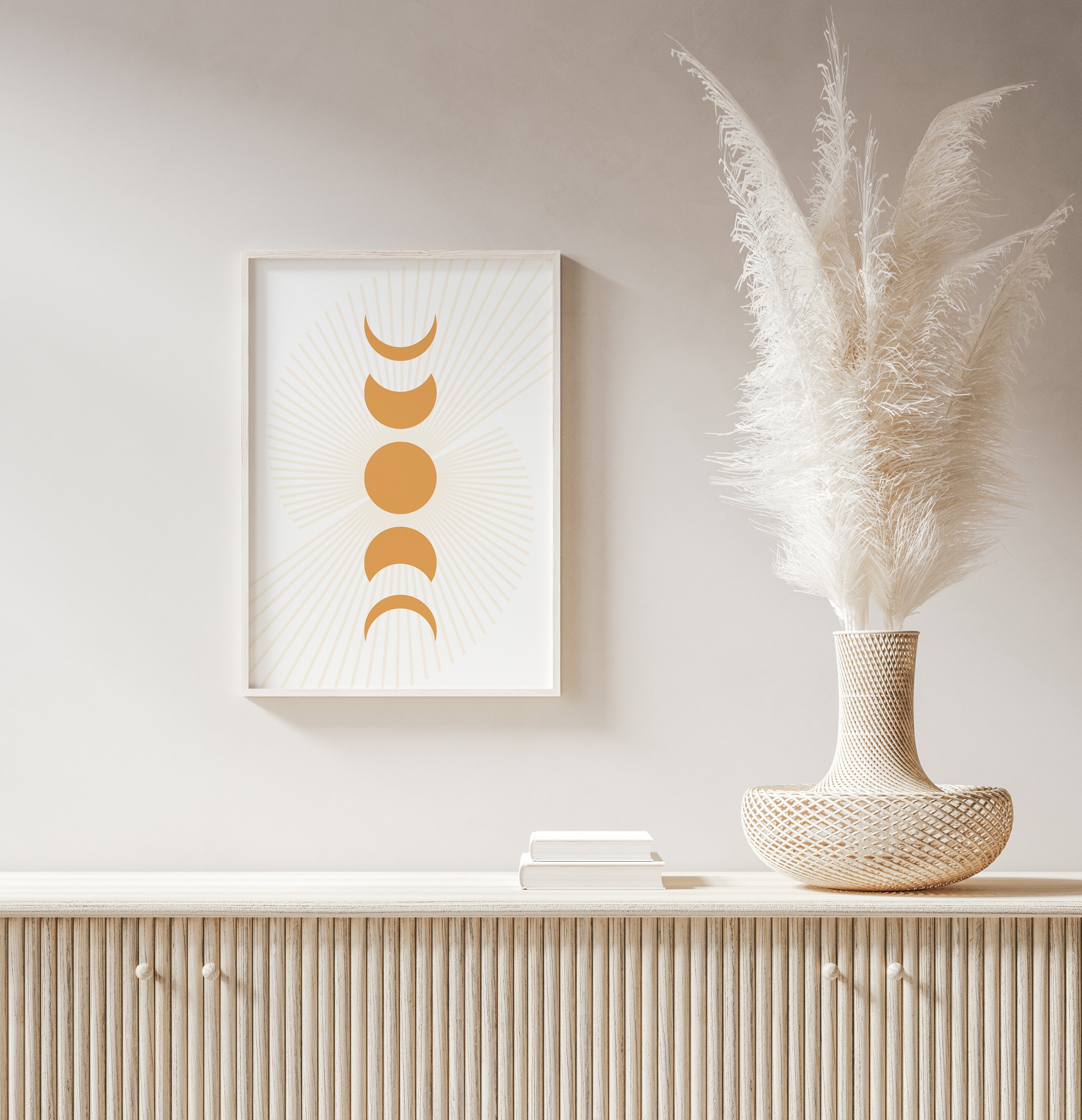 Moon Phases Art Lunar Phases Art Modern Mid Century Art | Etsy