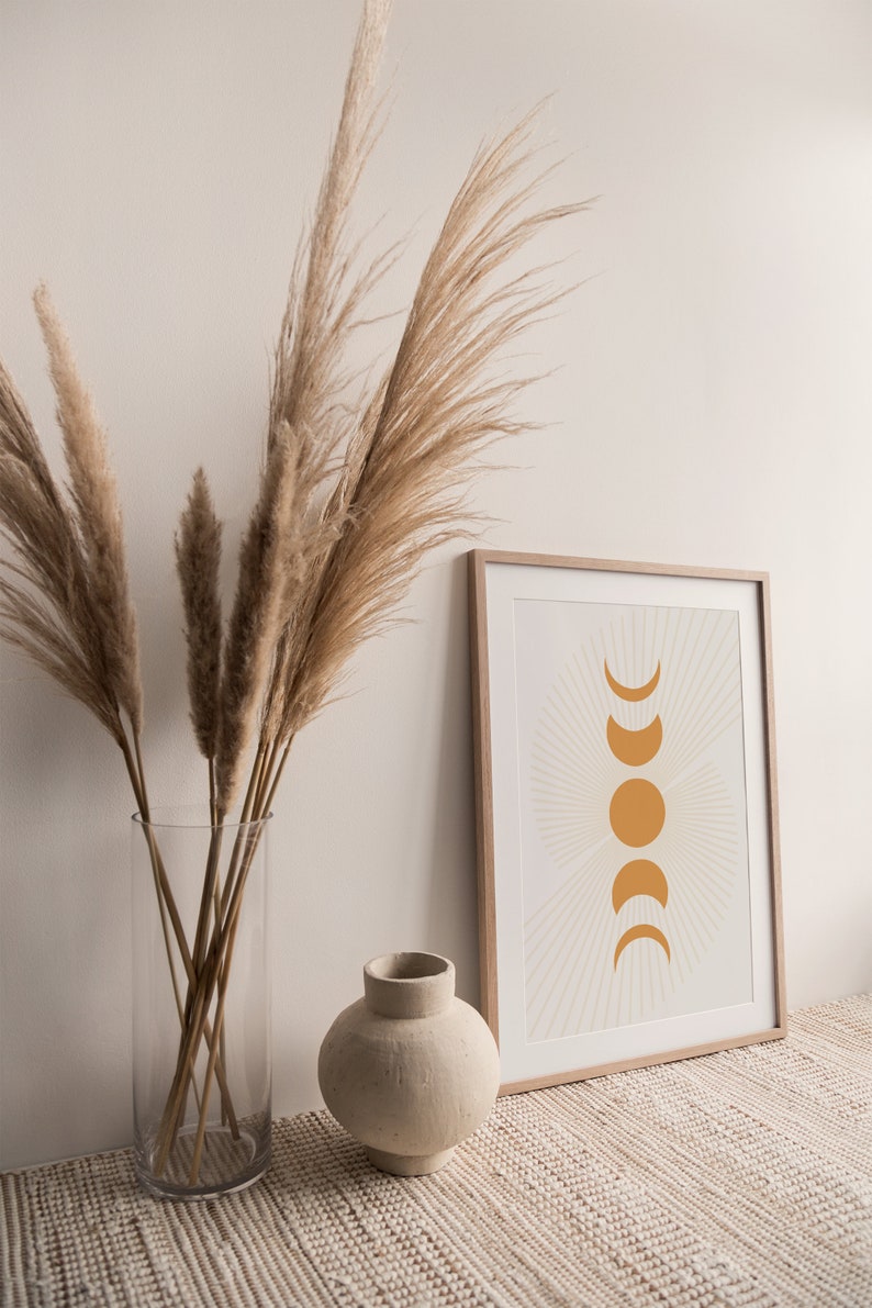 Moon Phases Art Lunar Phases Art Modern Mid Century Art - Etsy