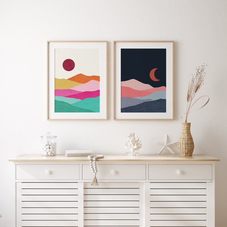 Sun Moon Print Abstract Modern Art Geometric Art Abstract | Etsy