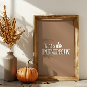 Hello Pumpkin Wall Art, Fall Printable, Rustic Fall Print, Autumn Wall ...