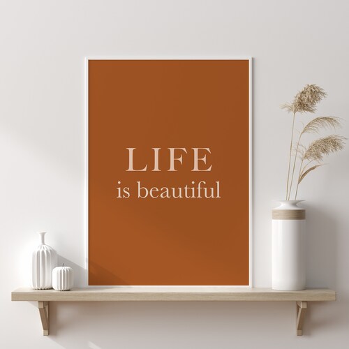 Life is Beautiful Digital Art Print Inspirational Quote - Etsy