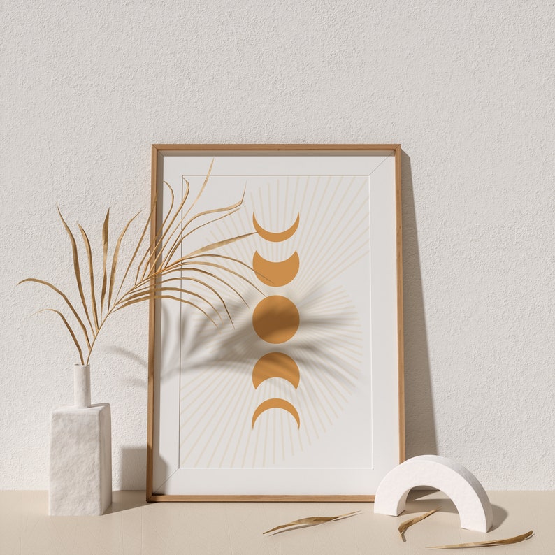 Moon Phases Art Lunar Phases Art Modern Mid Century Art - Etsy