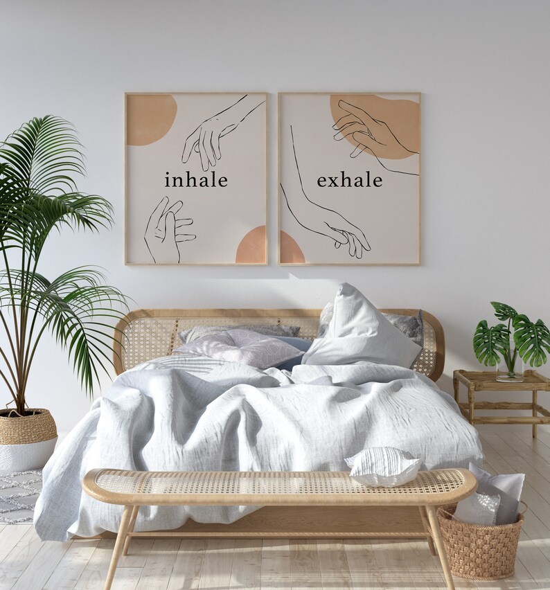 Inhale Exhale Print Set of 2 Inhale Exhale Poster Boho Wall - Etsy