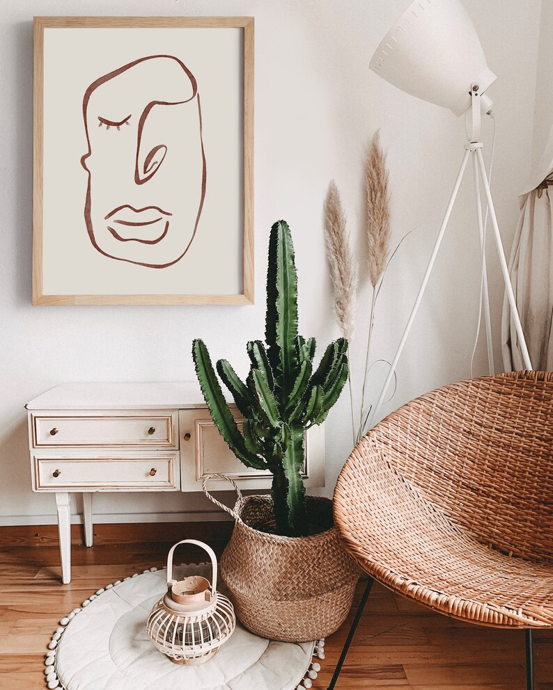 Abstract Face Line Art Boho Abstract Wall Print Minimalist - Etsy