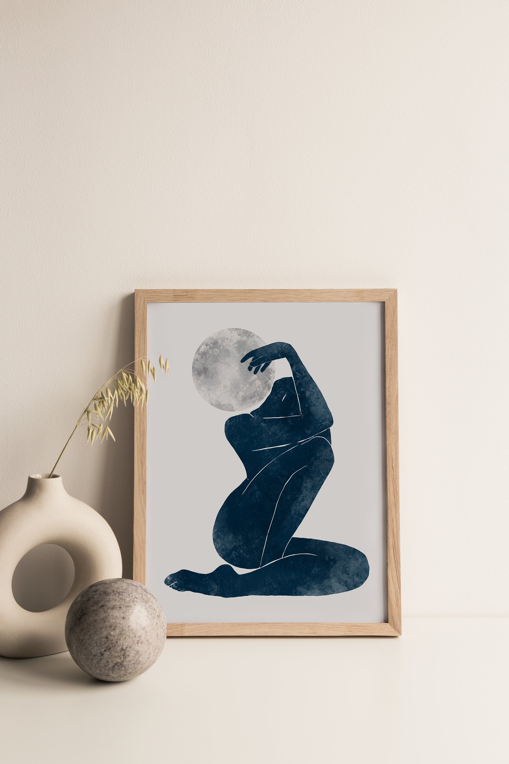 Abstract Woman Art Moon Wall Print Moon Goddess Art Modern | Etsy