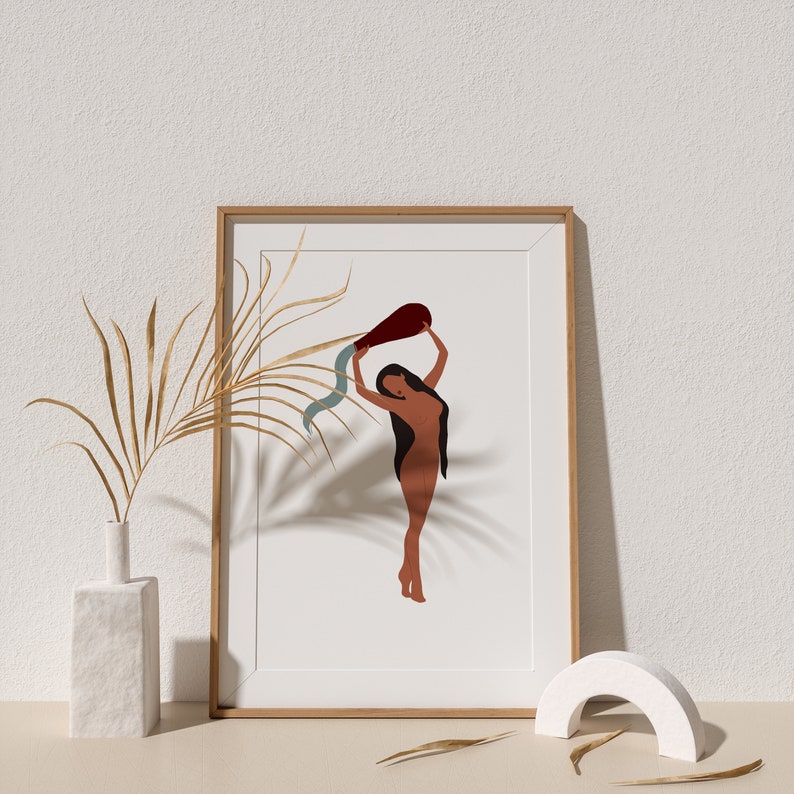 Aquarius Print Goddess Art Celestial Female Zodiac Print - Etsy