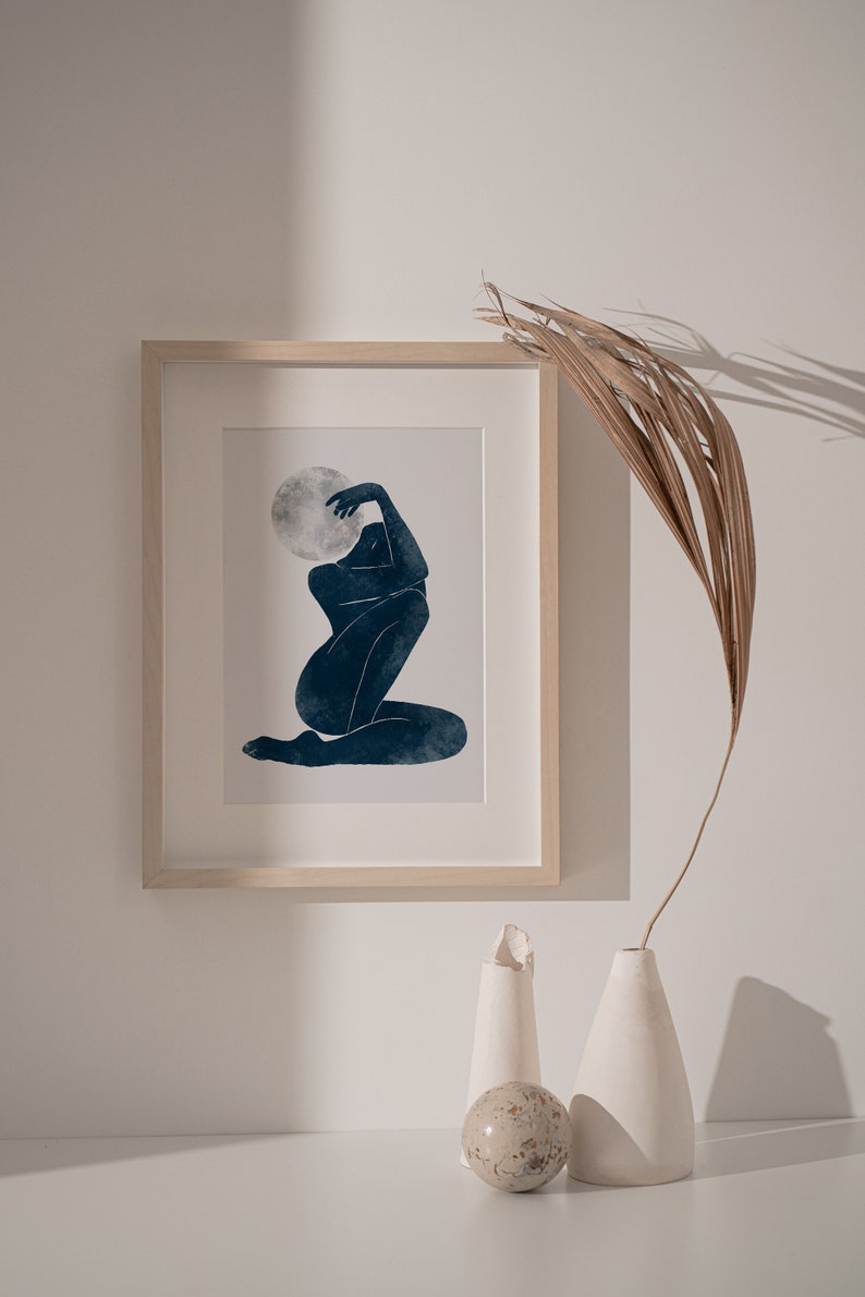 Abstract Woman Art Moon Wall Print Moon Goddess Art Modern | Etsy
