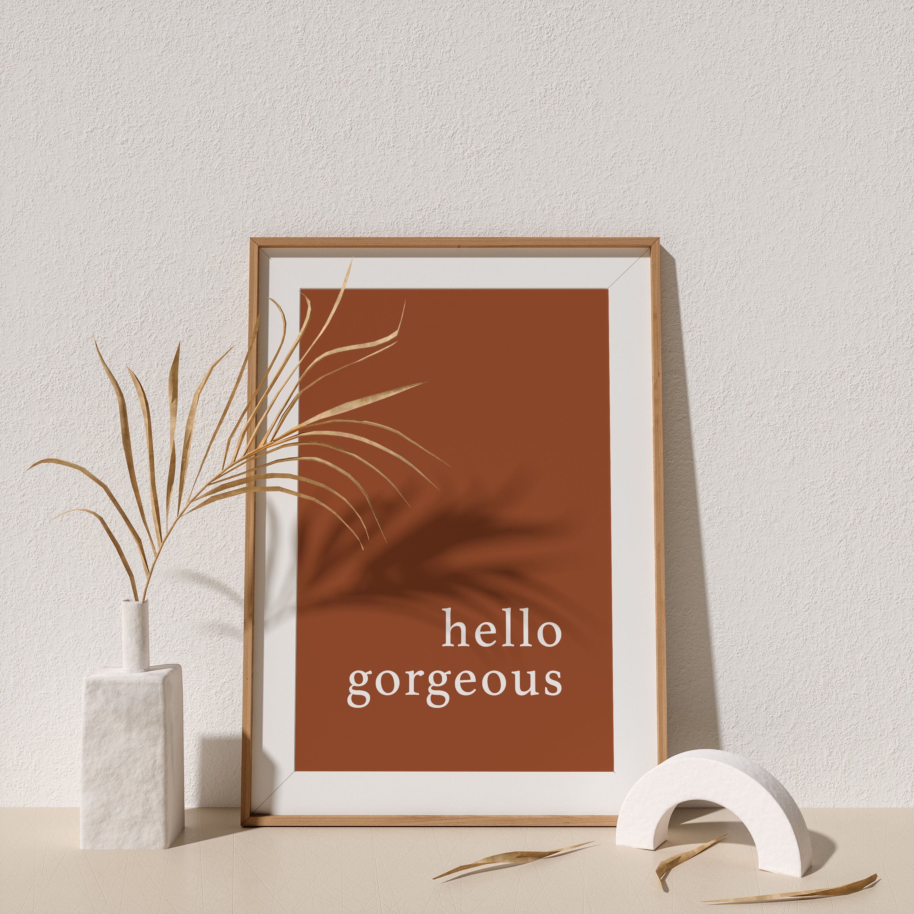 Hello Gorgeous Print Wall Art Print Terracotta Red Girly | Etsy