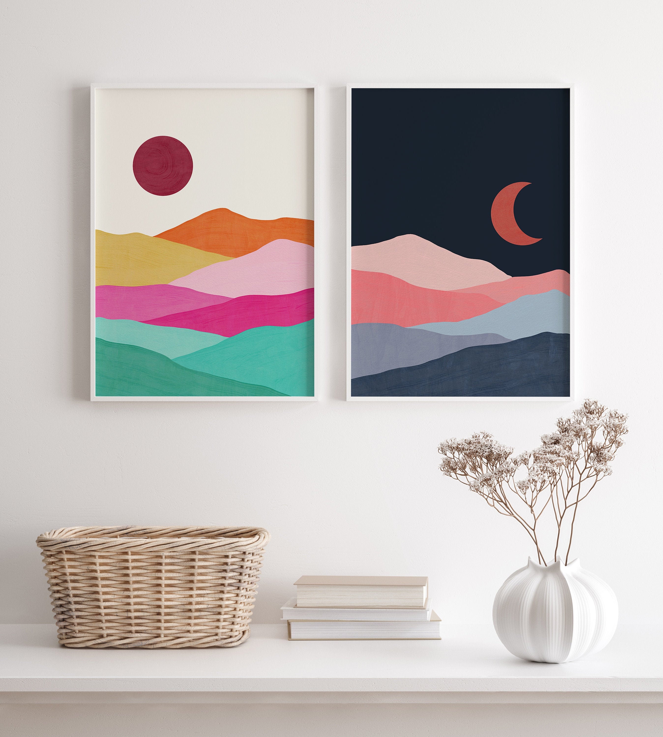 Sun Moon Print Abstract Modern Art Geometric Art Abstract | Etsy