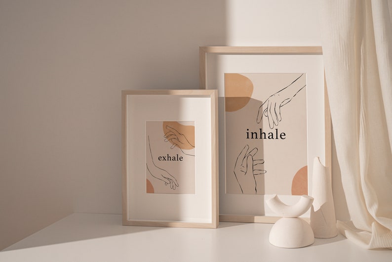 Inhale Exhale Print Set of 2 Inhale Exhale Poster Boho Wall - Etsy