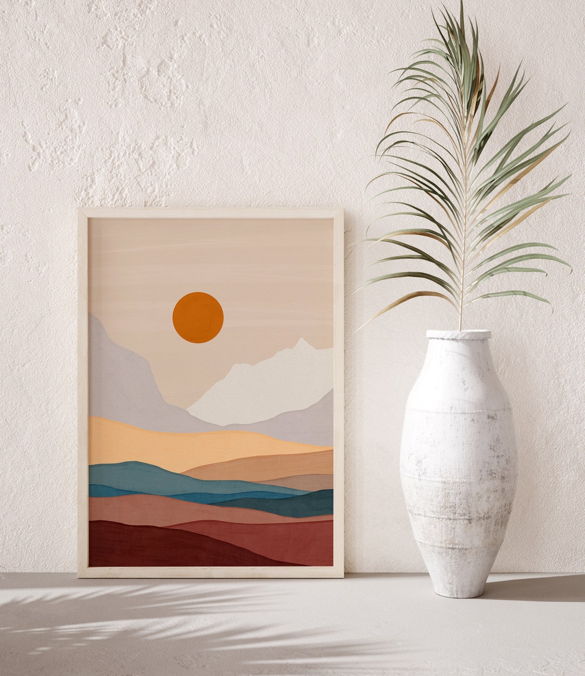 Terracotta Wall Art Sun Landscape Art Nature Wall Art Mid | Etsy