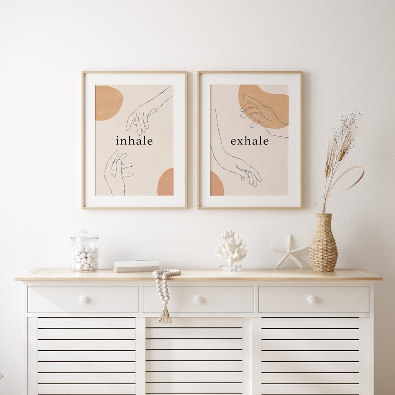Inhale Exhale Print Set of 2 Inhale Exhale Poster Boho Wall - Etsy