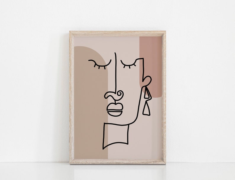 Abstract Face Line Art Boho Wall Print One Line Art | Etsy