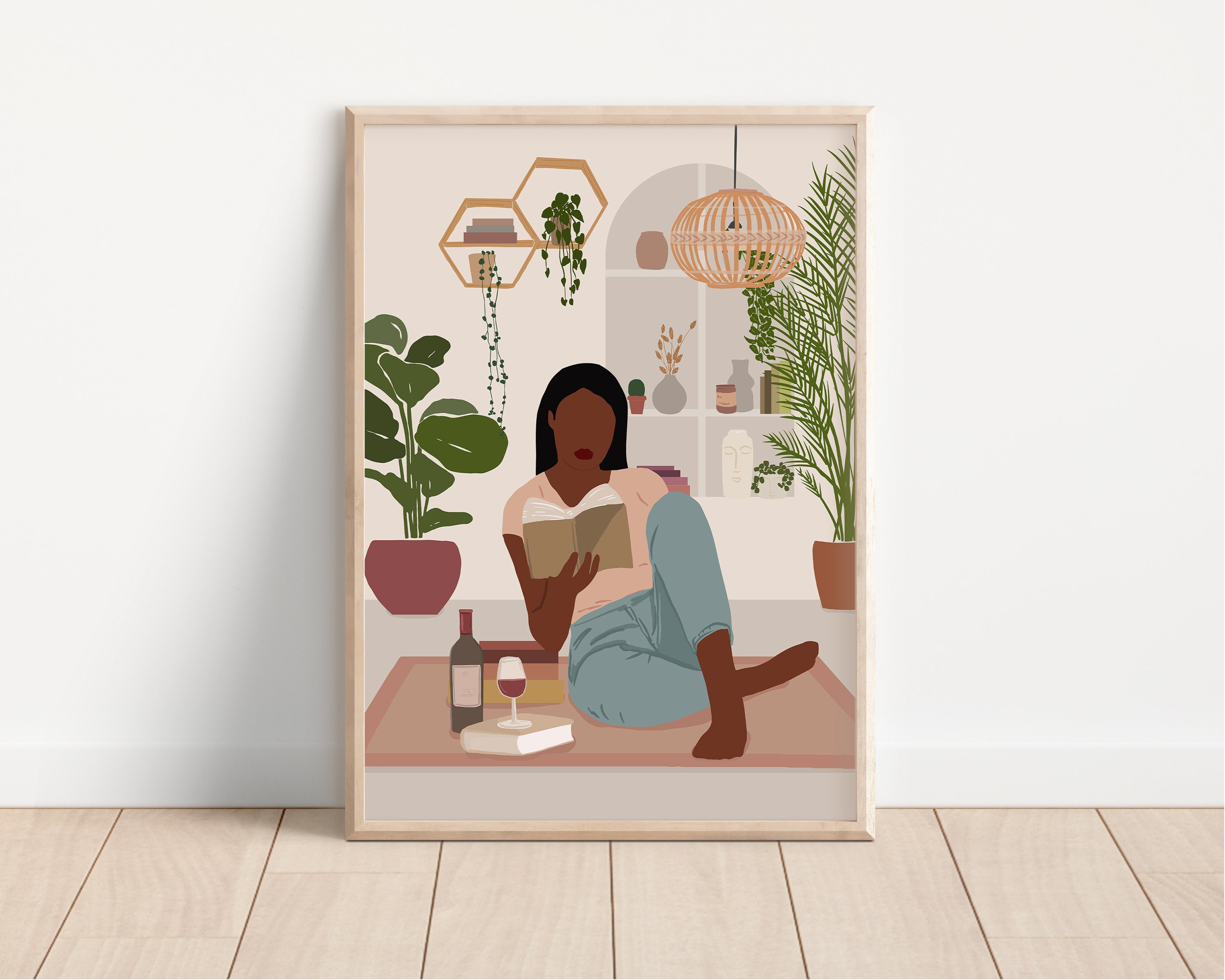 Girl Reading Print Modern Woman Art Book Lover Art Girl - Etsy