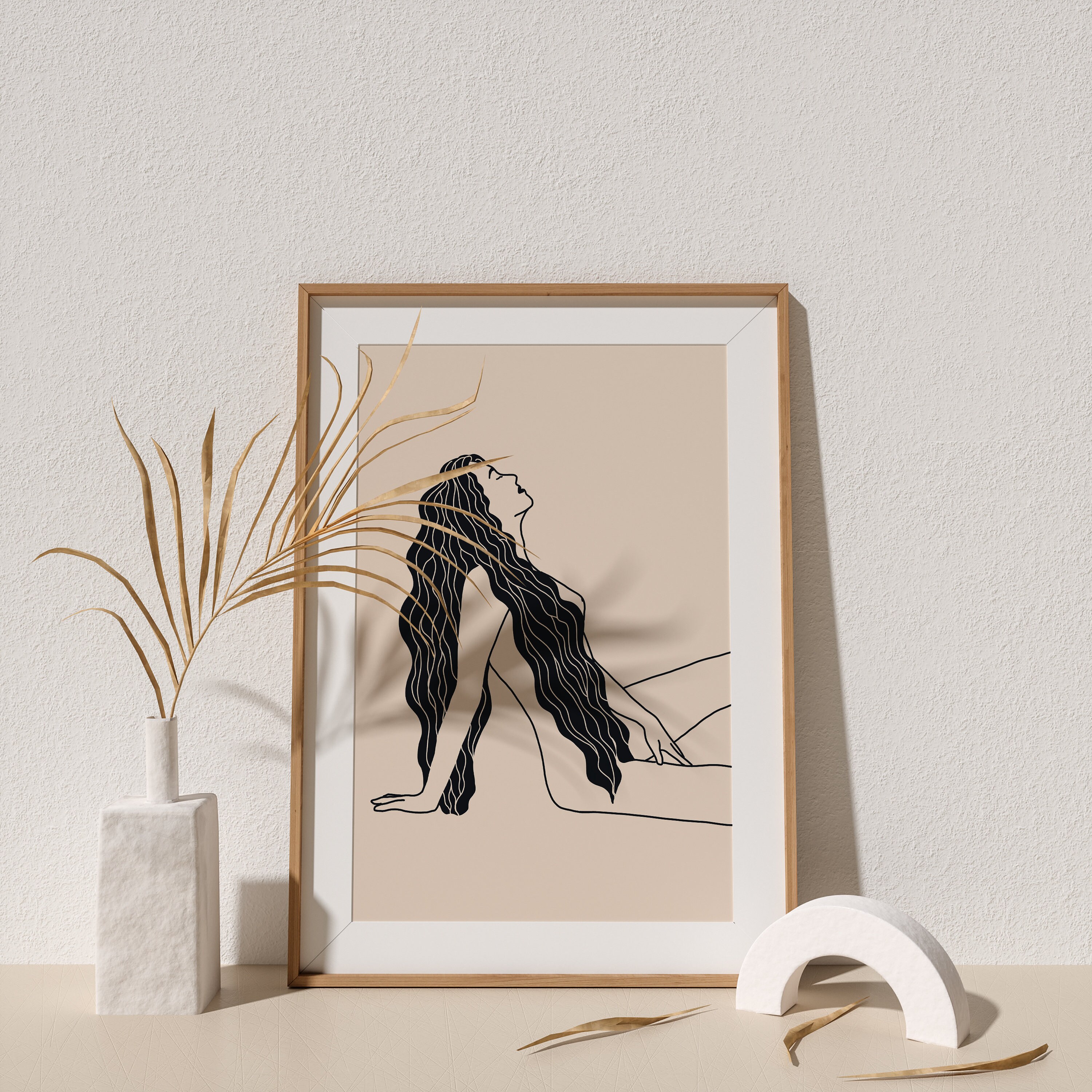 Abstract Girl Line Art Beige Wall Decor Woman Line Art - Etsy