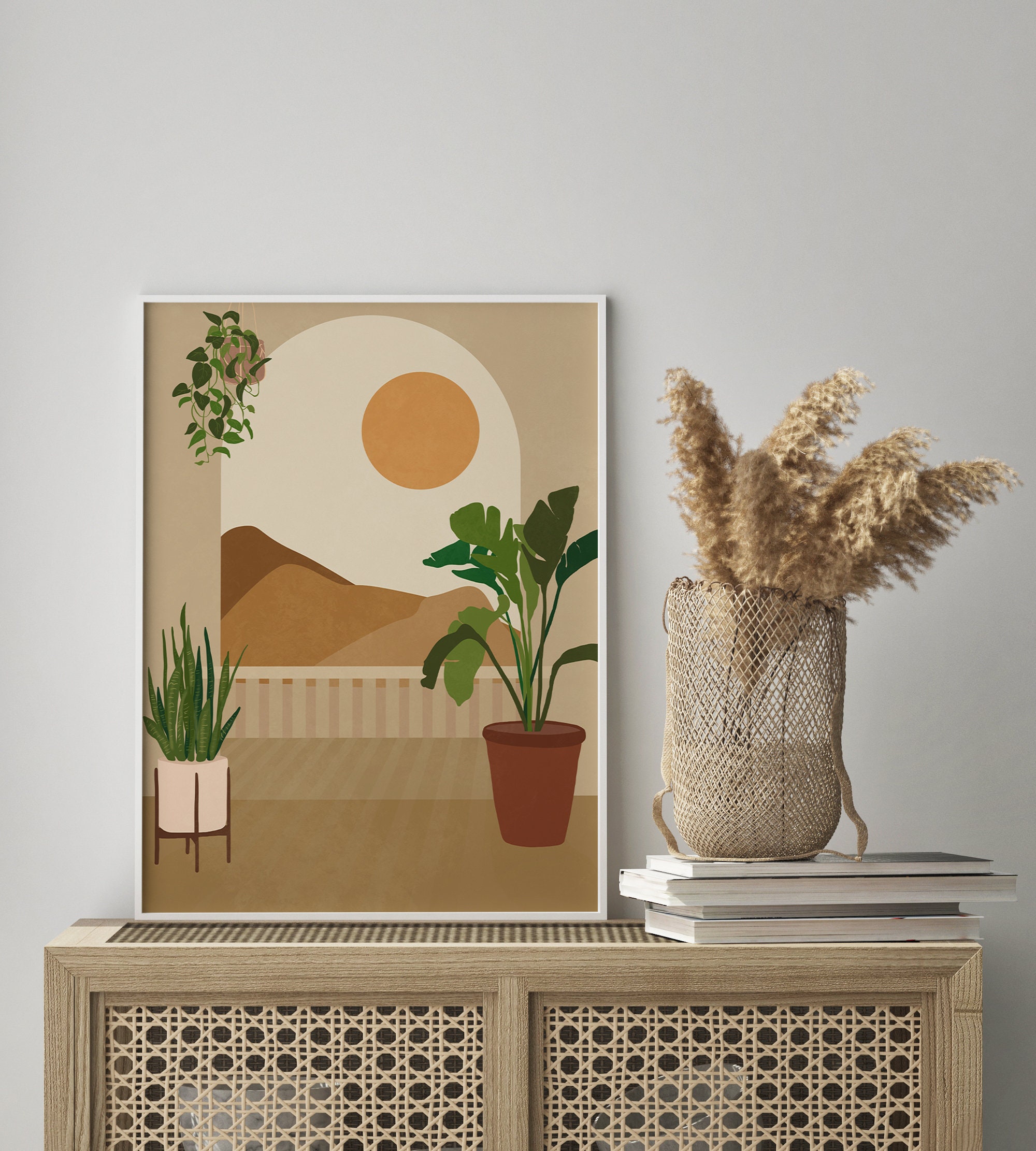 Modern Mid Century Art Set of 2 Earthy Tone Art Terracotta | Etsy