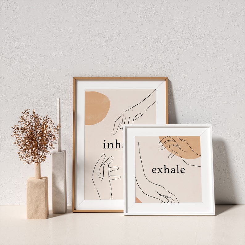 Inhale Exhale Print Set of 2 Inhale Exhale Poster Boho Wall - Etsy