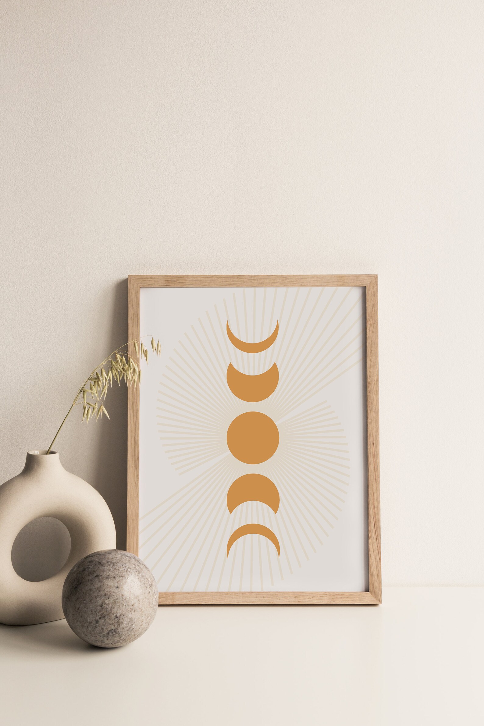 Moon Phases Art Lunar Phases Art Modern Mid Century Art - Etsy