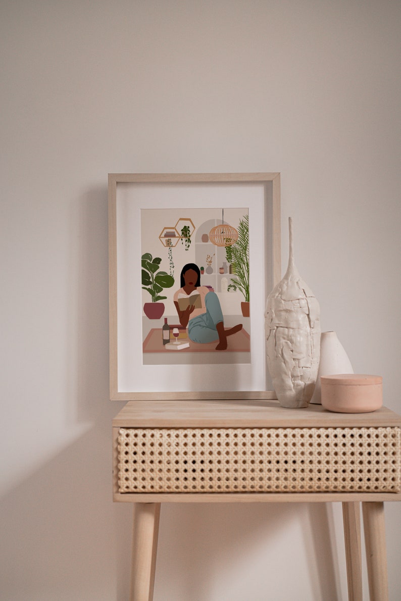 Girl Reading Print Modern Woman Art Book Lover Art Girl - Etsy