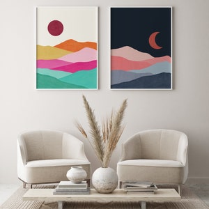 Sun Moon Print Abstract Modern Art Geometric Art Abstract | Etsy