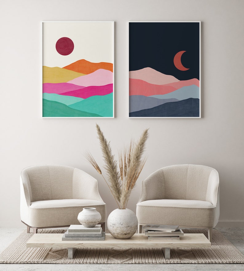 Sun Moon Print Abstract Modern Art Geometric Art Abstract | Etsy