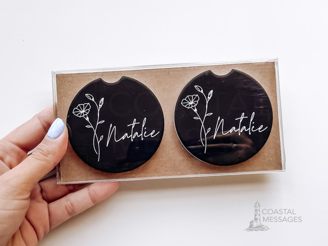 PERSONALIZED CAR COASTERS Set of 2, Custom Car Cup Coaster, Car Cup ...