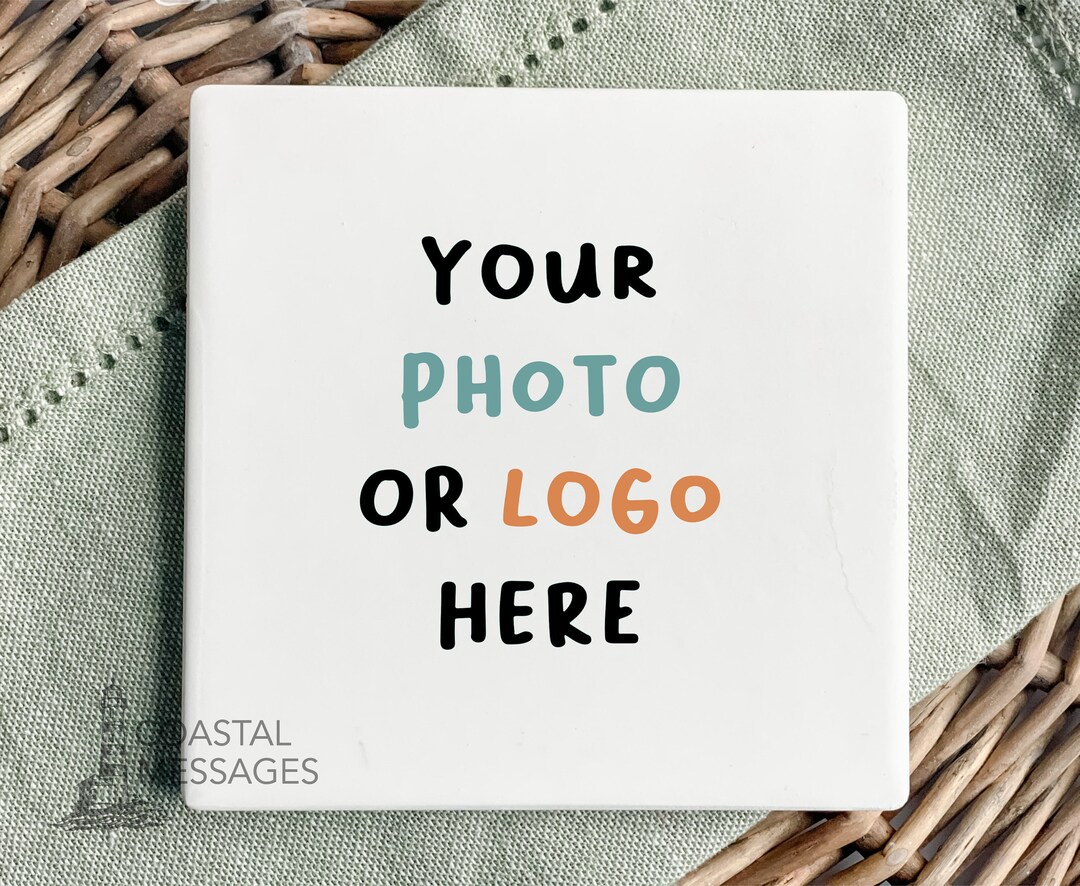 Custom Photo Logo Coasters Set of 4, Personalized Business Logo Coaster ...