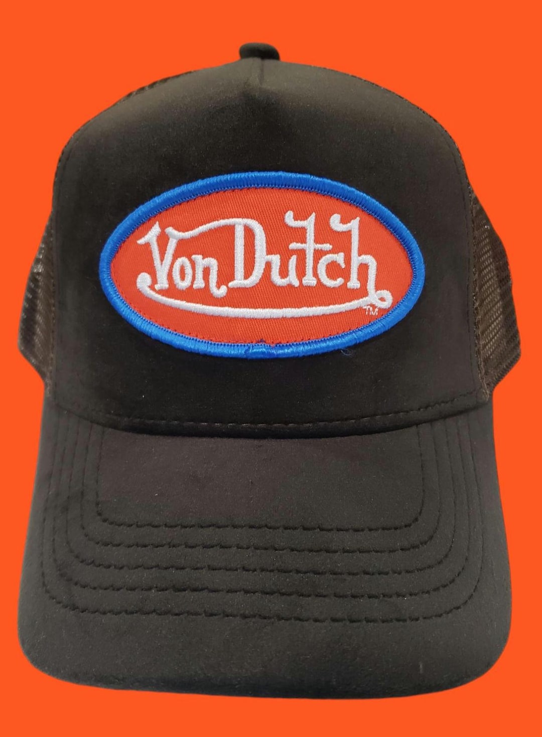 Von Dutch Dark Brown Velvet Logo Trucker Cap With Embroidered Hollywood ...