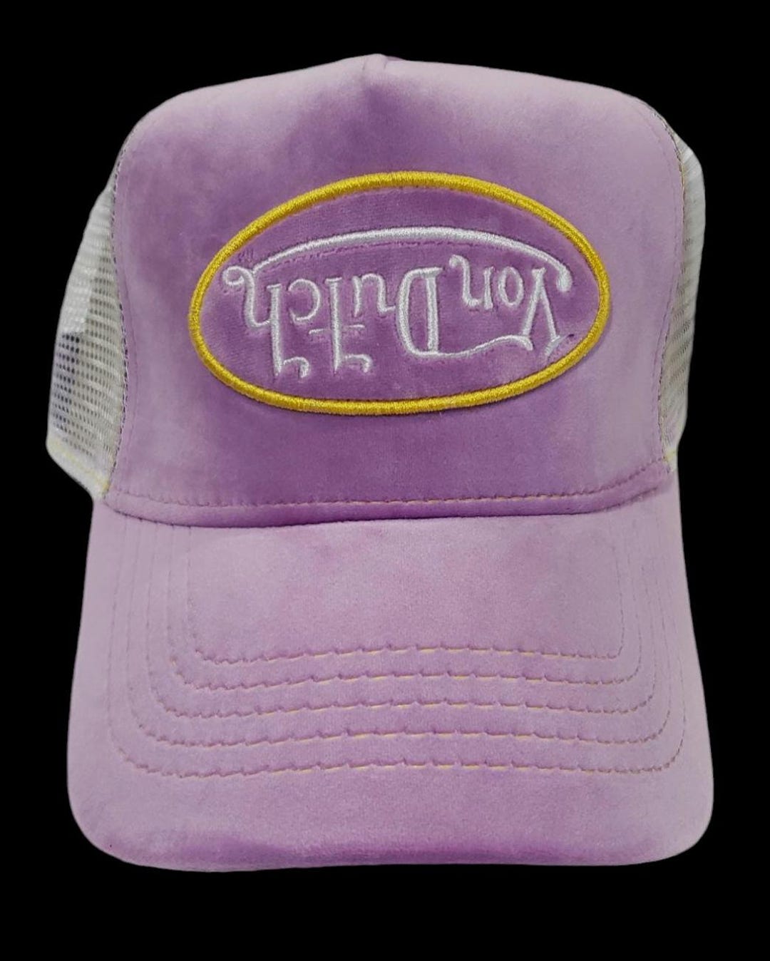 Von Dutch Light Purple Velvet Logo Trucker Cap With Embroidered Upside ...