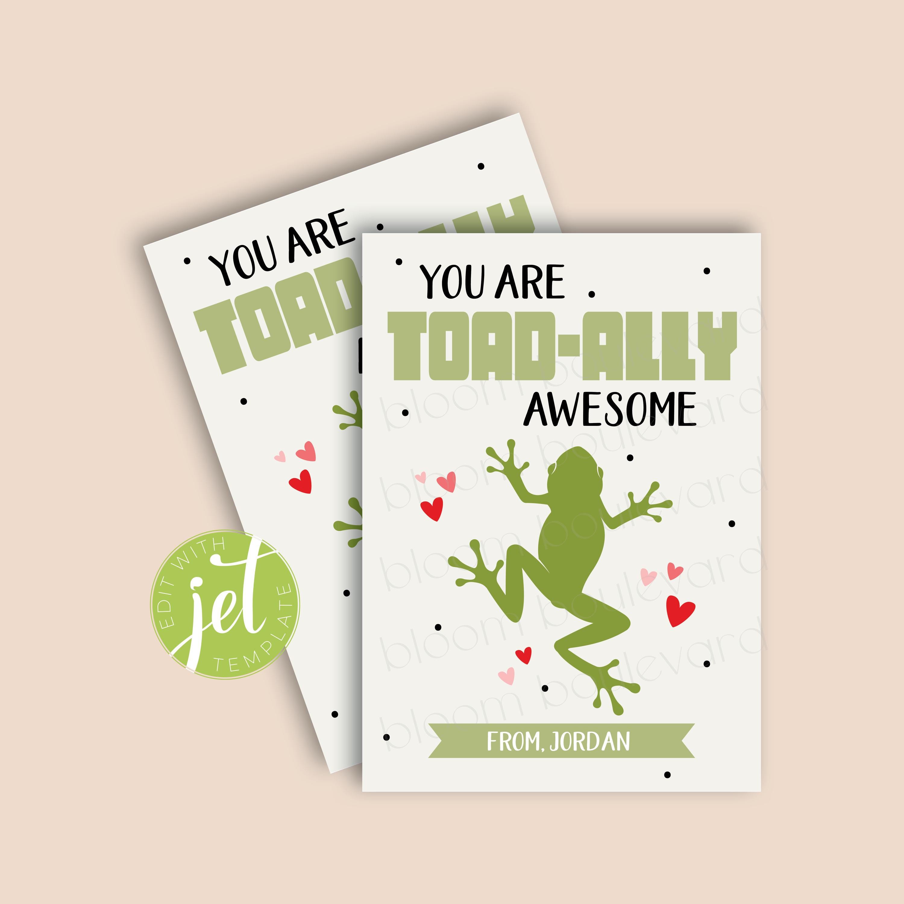 Toad Valentine's Day Card | Editable Cards for Kid's Classroom Exchange ...