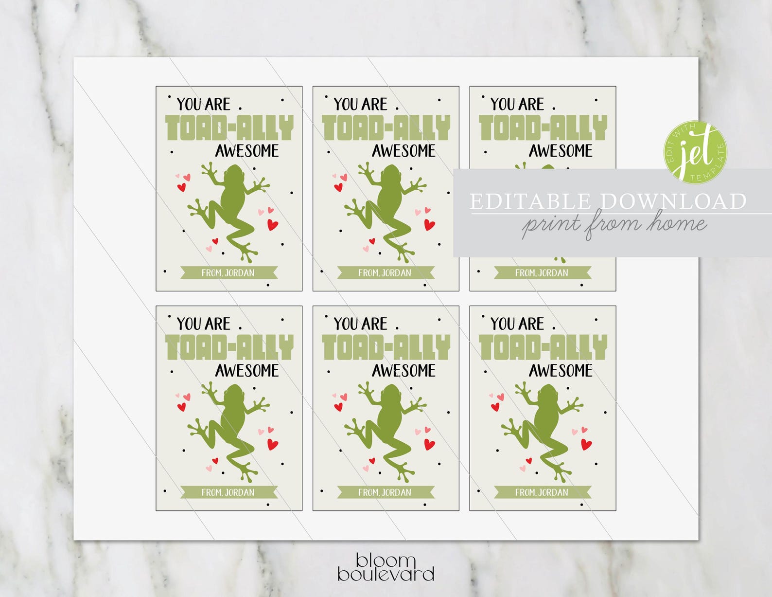 Toad Valentine's Day Card | Editable Cards for Kid's Classroom Exchange ...