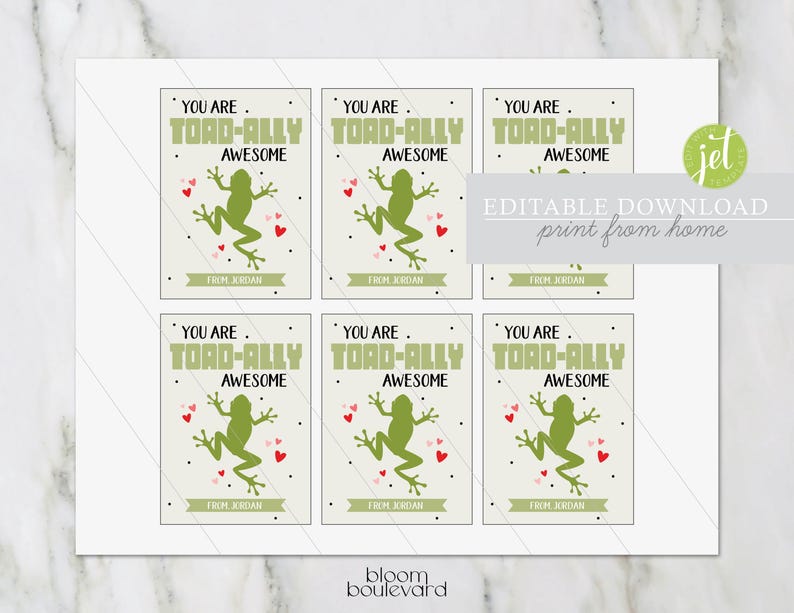 Toad Valentine's Day Card | Editable Cards for Kid's Classroom Exchange ...