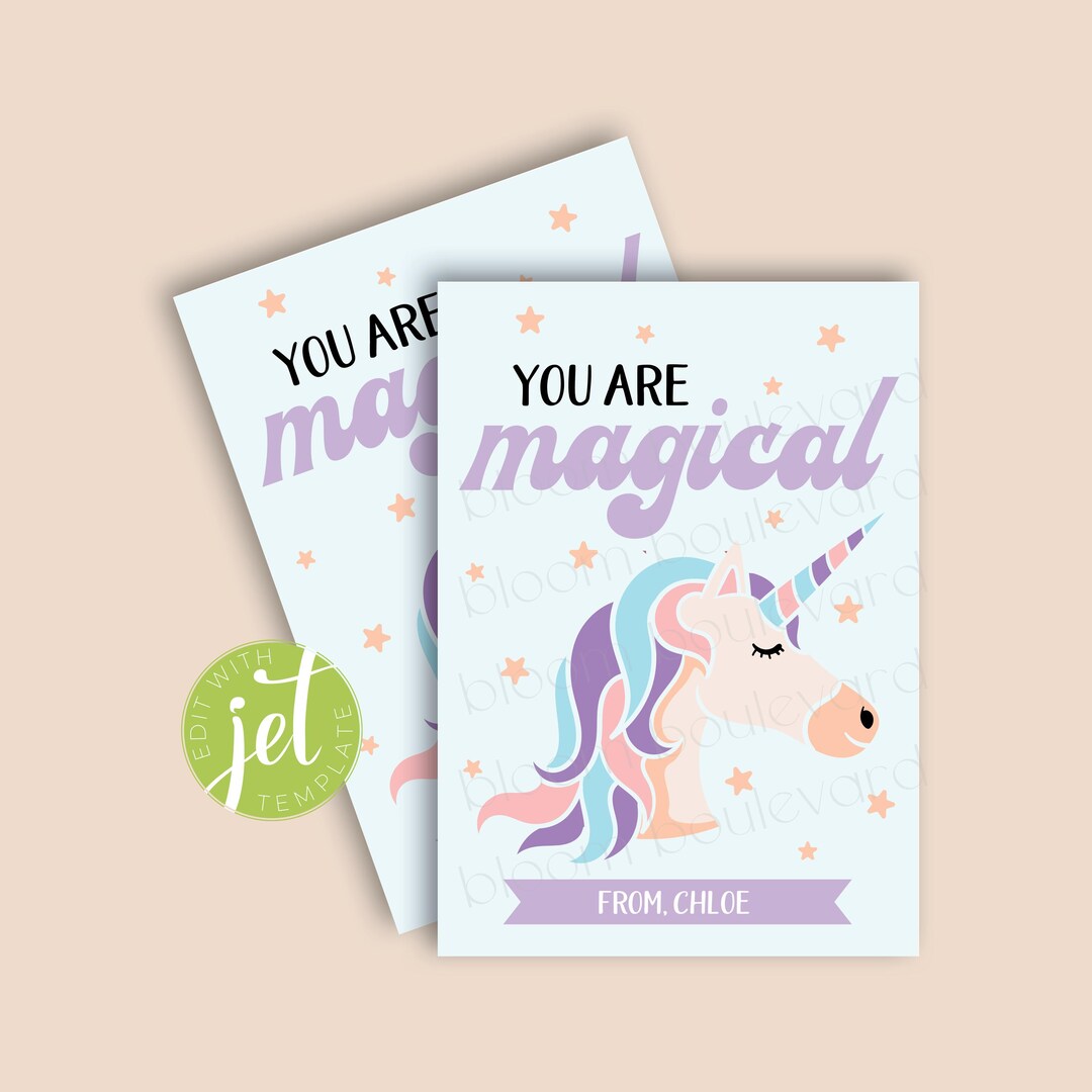 Unicorn Editable Valentine's Cards | Personalized Cards for Kid's ...