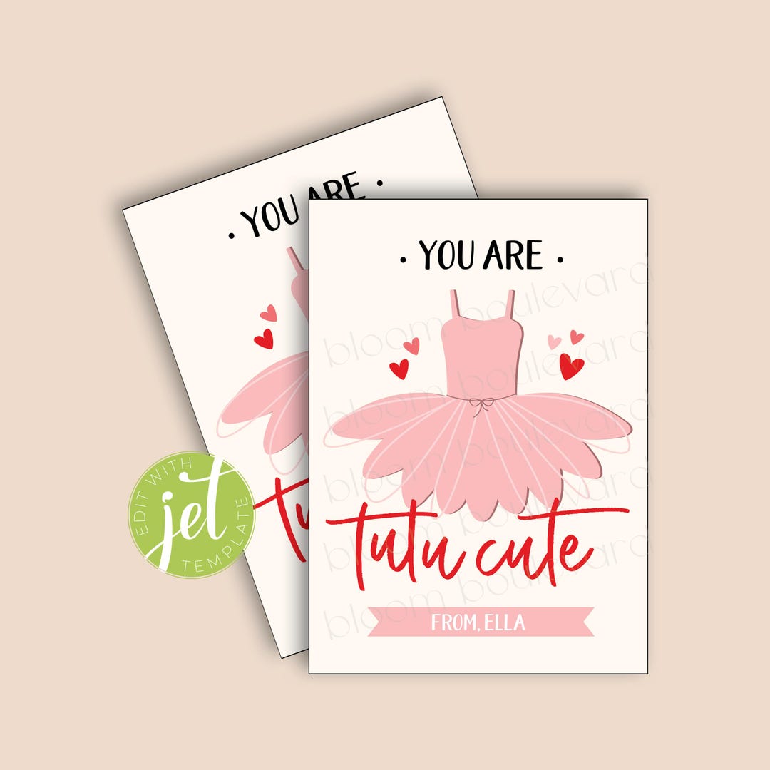 Ballerina Editable Valentine's Cards | Personalized Cards for Kid's ...