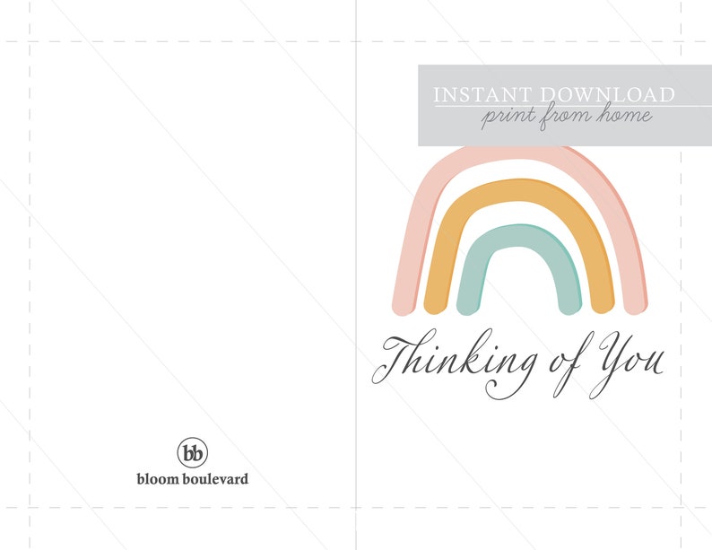 Thinking of You Printable Greeting Card Instant Download PDF - Etsy