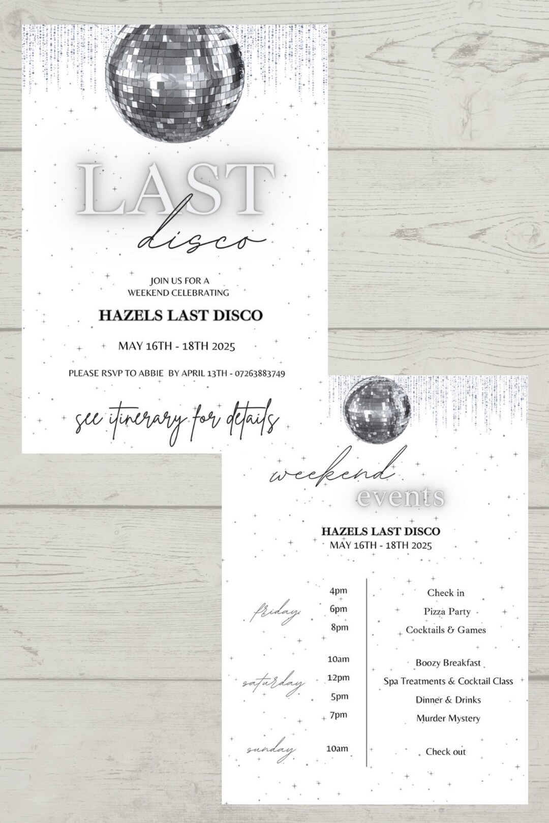 Editable Hen Party Last Disco Digital Invite and Itinerary Pack - Etsy